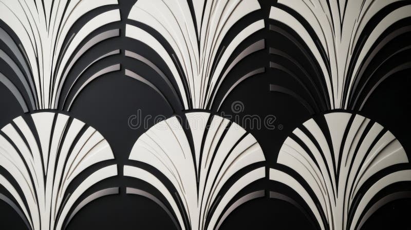 Black and White Geometric Fan Pattern Wall Design Stock Illustration ...