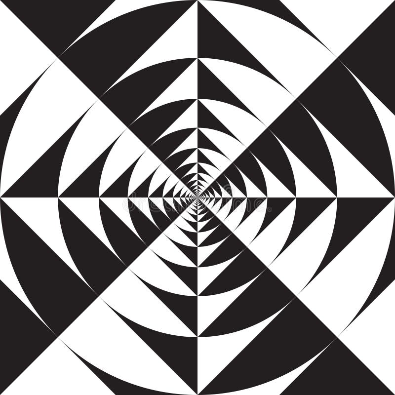 Black and White Geometric Illustration. Optical Illusion with Circles ...