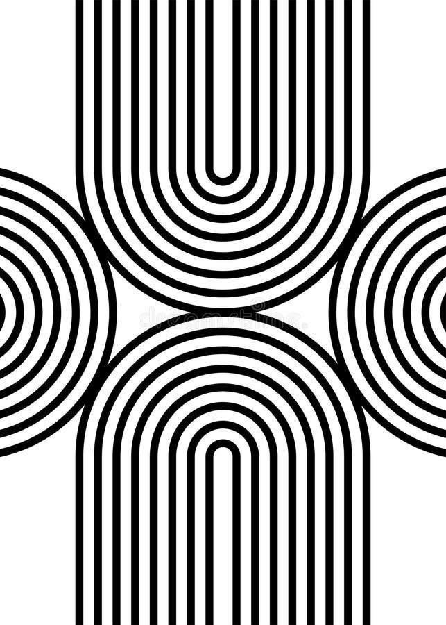 Geometric Abstract Line Art, Black and White, Minimalist Style, Bold ...
