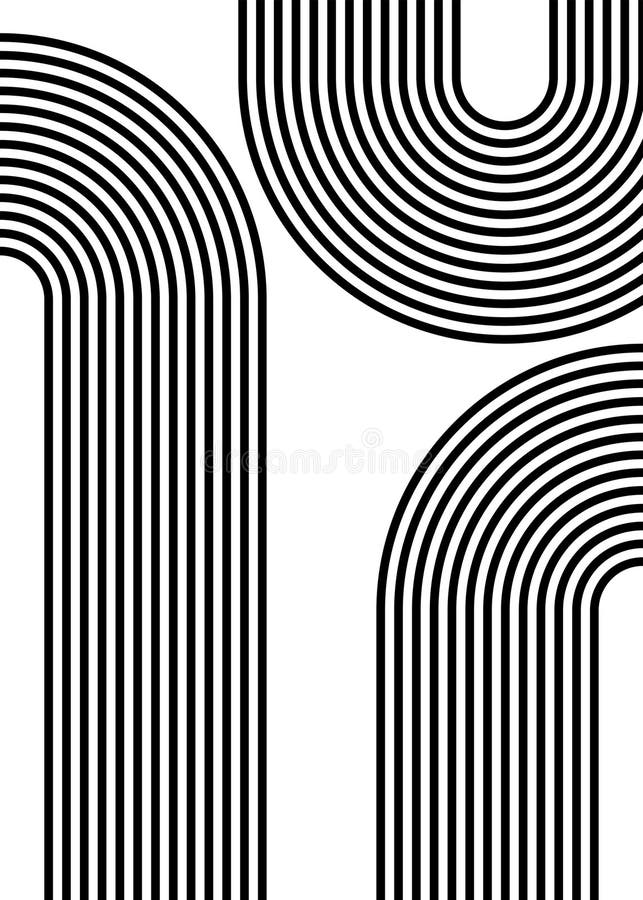 Geometric Abstract Line Art, Black and White, Minimalist Style, Bold ...
