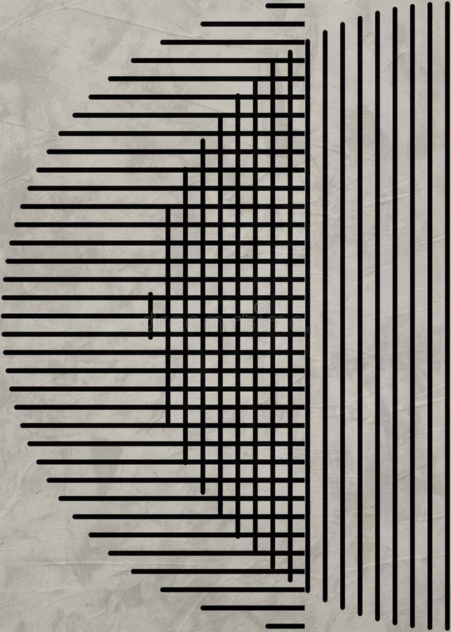 Geometric Abstract Line Art, Black and White, Minimalist Style, Bold ...