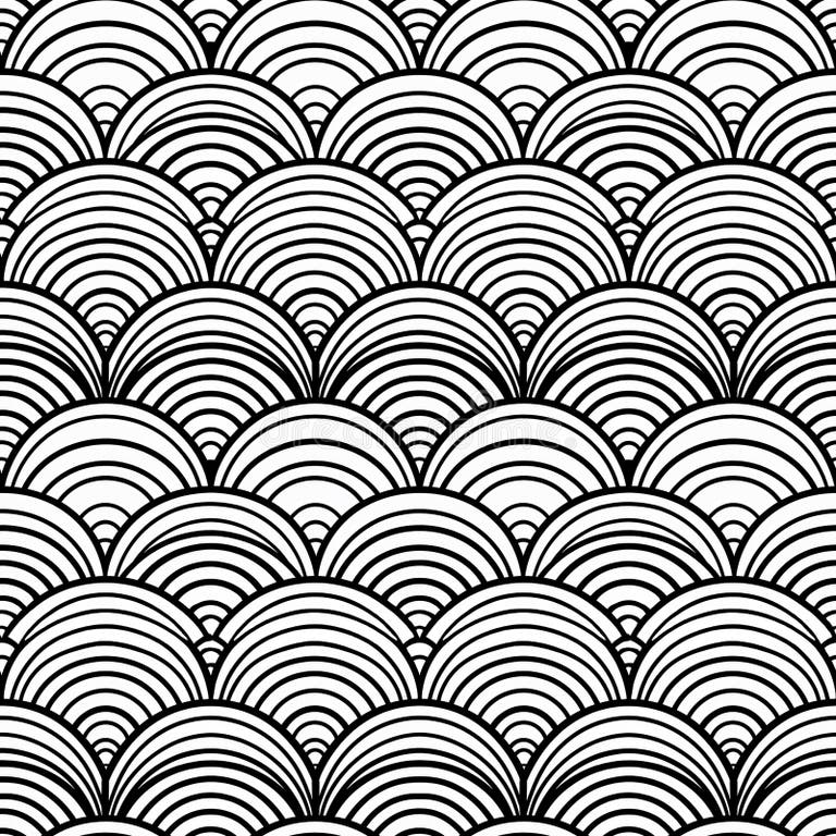 Black and White Geometric Pattern with Arcs Stock Illustration ...