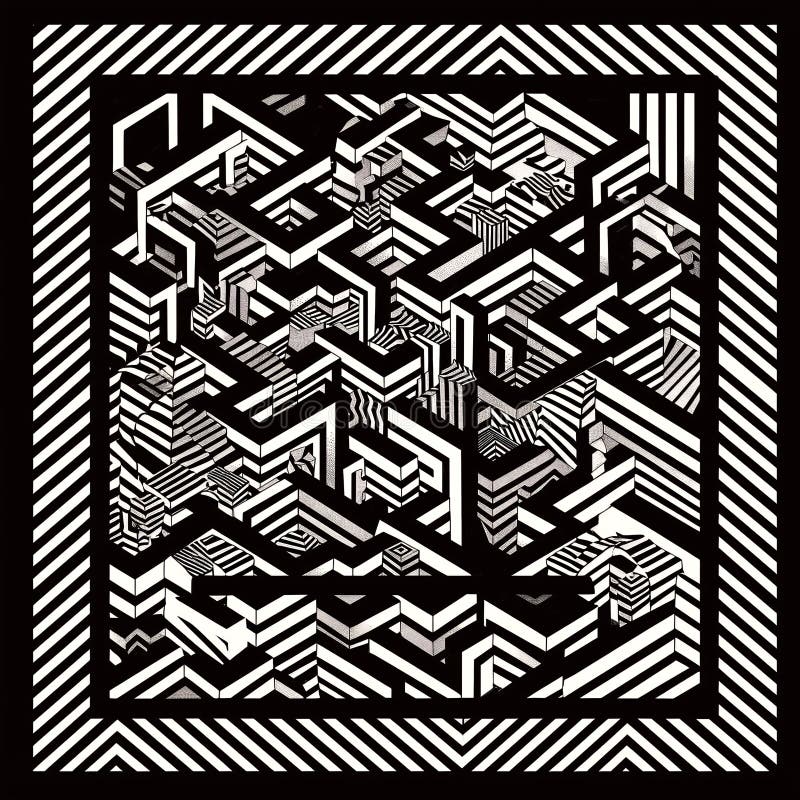 This Black and White Geometric Pattern Combines Intricate ...