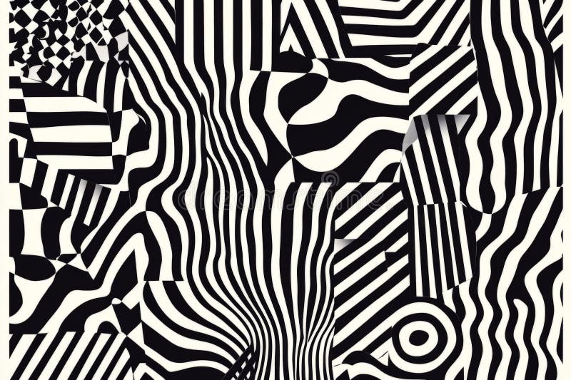 Black and White Geometric Pattern Creating Optical Illusion with ...