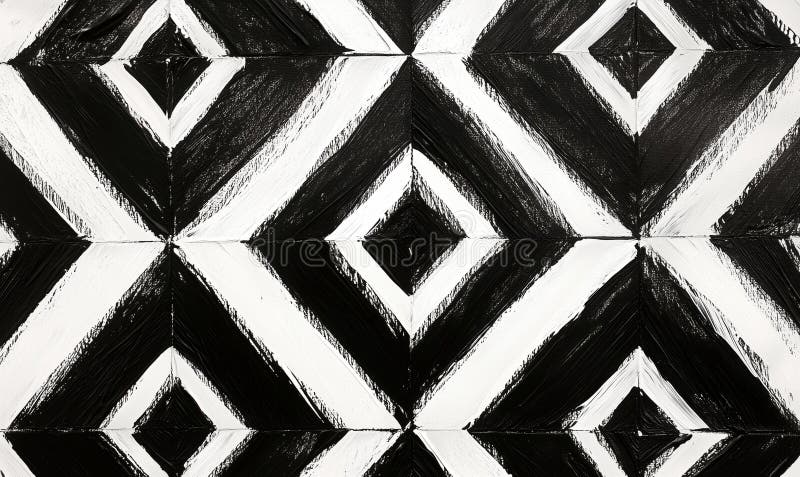 Black and White Geometric Pattern with Diamond Shapes and Bold Brush ...