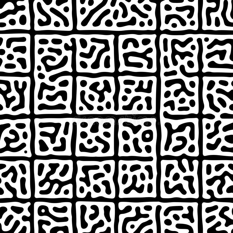 Abstract Grid Seamless Pattern Black and White Geometric Design with ...