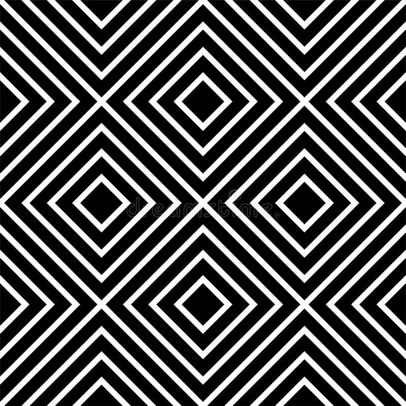 Black and White Geometric Pattern Featuring Repeated Concentric Diamond ...