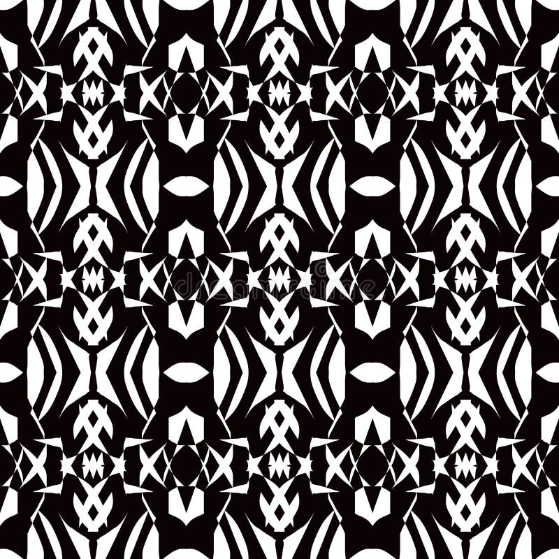 Black and White Geometric Pattern Featuring Symmetrical, Interlocking ...