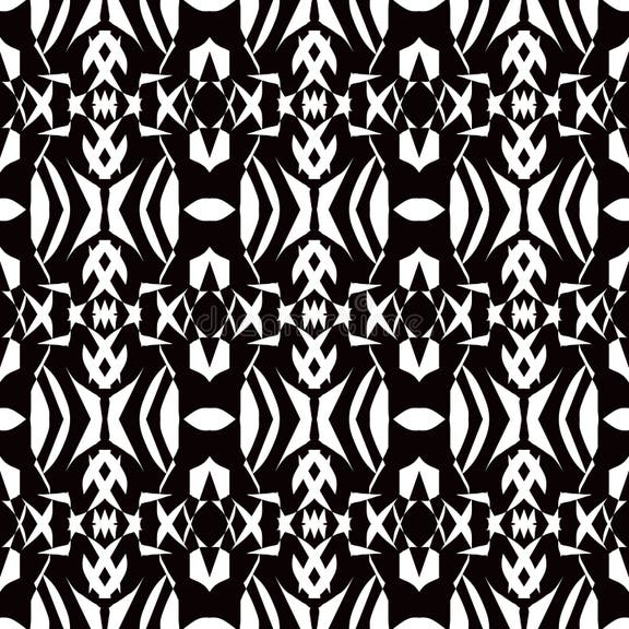 Black and White Geometric Pattern Featuring Symmetrical, Interlocking ...