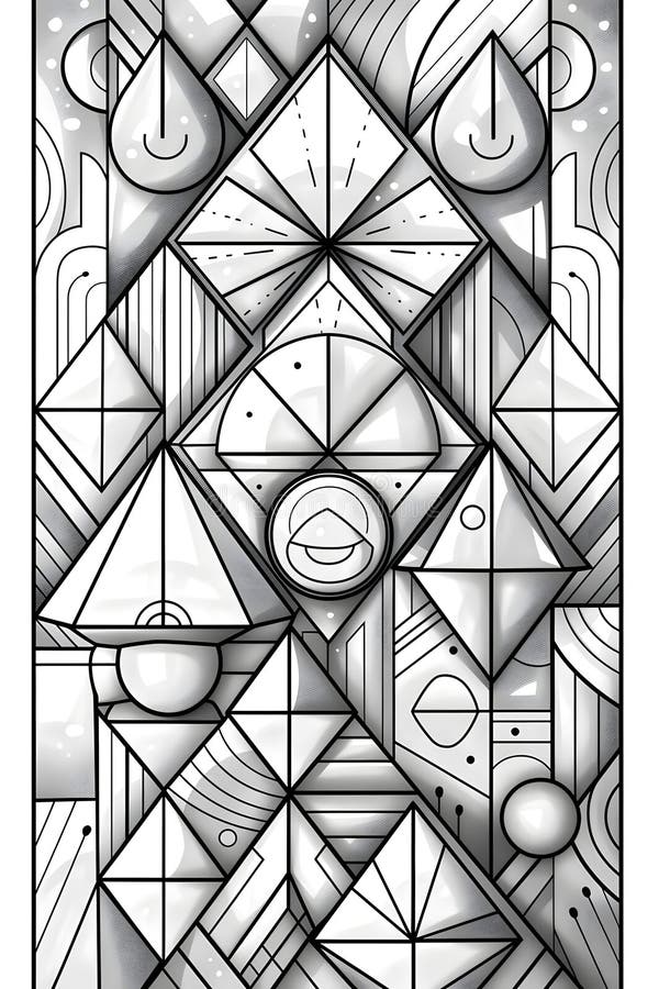 Geometric Pattern in Black and White with Triangles and Rectangles ...