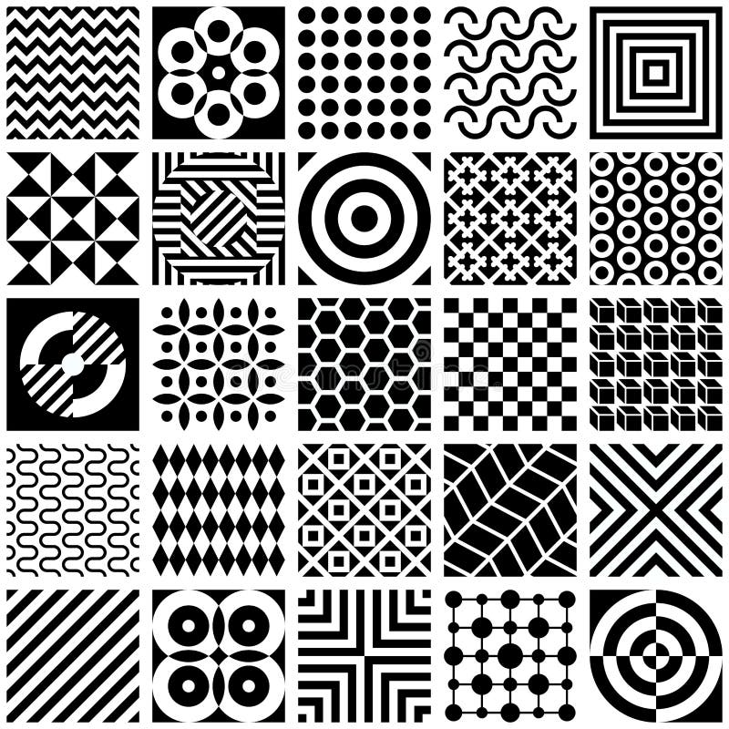 Black and White Geometric Patterns Stock Vector - Illustration of balck ...