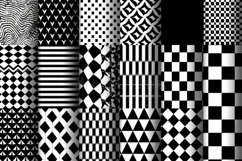 Black and White Geometric Patterns Composition for Design and Art Use ...