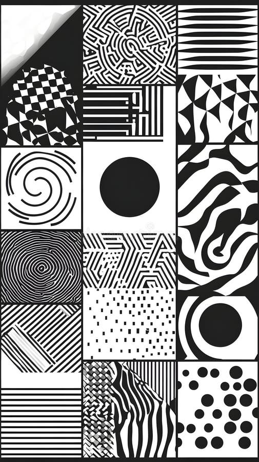 Black and White Geometric Patterns for Creative Designs and Textures Stock Illustration ...