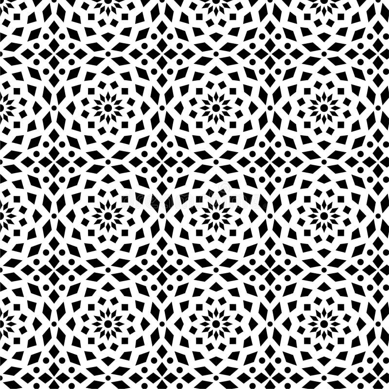 Black and White Geometric Psychedelic Flower Pattern Stock Vector ...