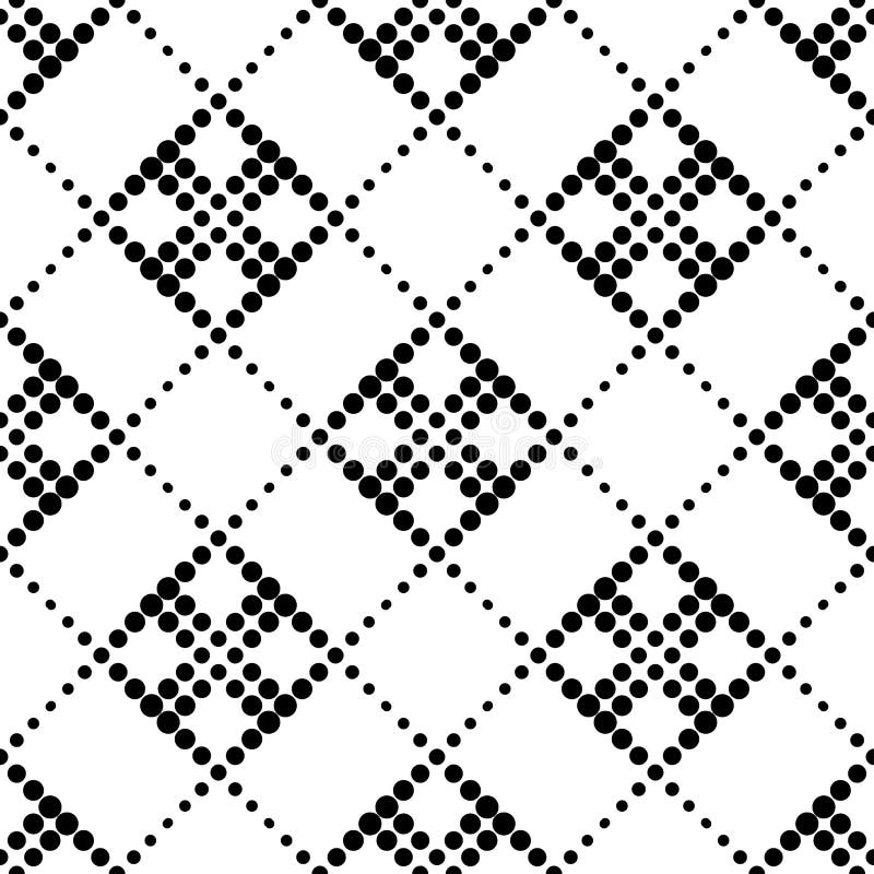 Black and White Geometric Seamless Pattern with Circle, Abstract Stock ...