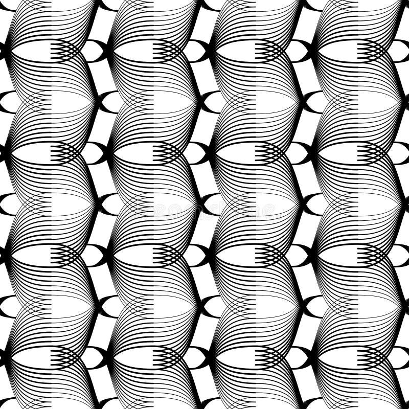 Black and White Geometric Seamless Pattern with Line. Stock Vector ...