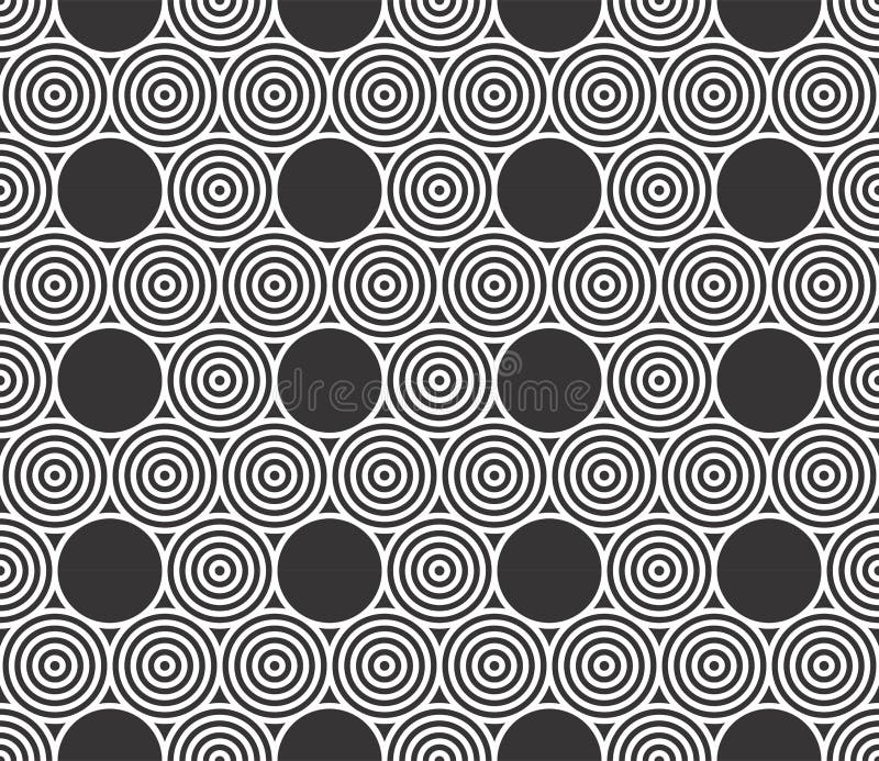 Black and White Geometric Seamless Pattern with Line and Circle Stock ...