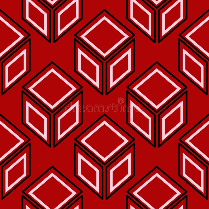 Black and White Geometric Seamless Pattern. on Red Background Stock ...