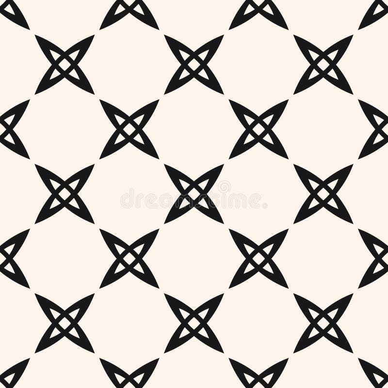 Black and White Geometric Seamless Pattern with Small Crosses, Abstract Flowers Stock Vector ...