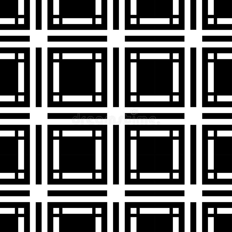Black and White Geometric Seamless Pattern with Square and Recta Stock ...