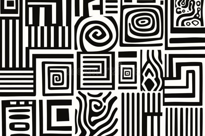 Black and White Geometric Shapes Creating an Abstract Pattern, Ideal ...