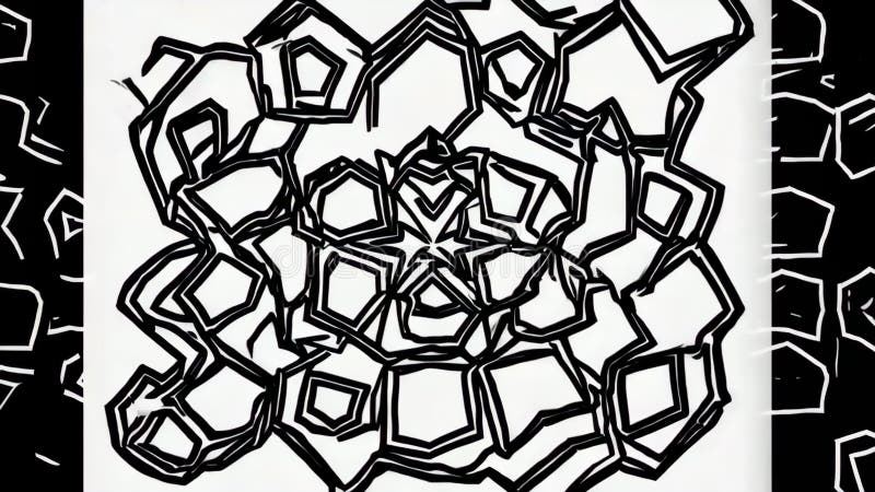 Black and White Geometric Shapes Expanding and Creating Kaleidoscope ...