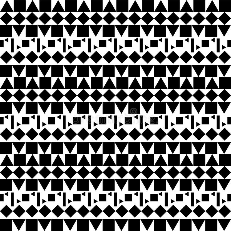 Black and White Geometric Shapes Seamless Pattern Stock Vector ...