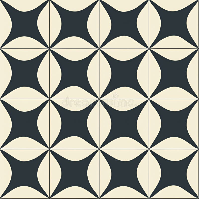 Black and White Geometric Tile Pattern Stock Illustration ...