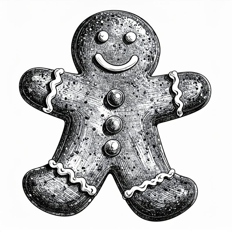 Gingerbread Man Vintage Black White Stock Illustrations – 214 ...