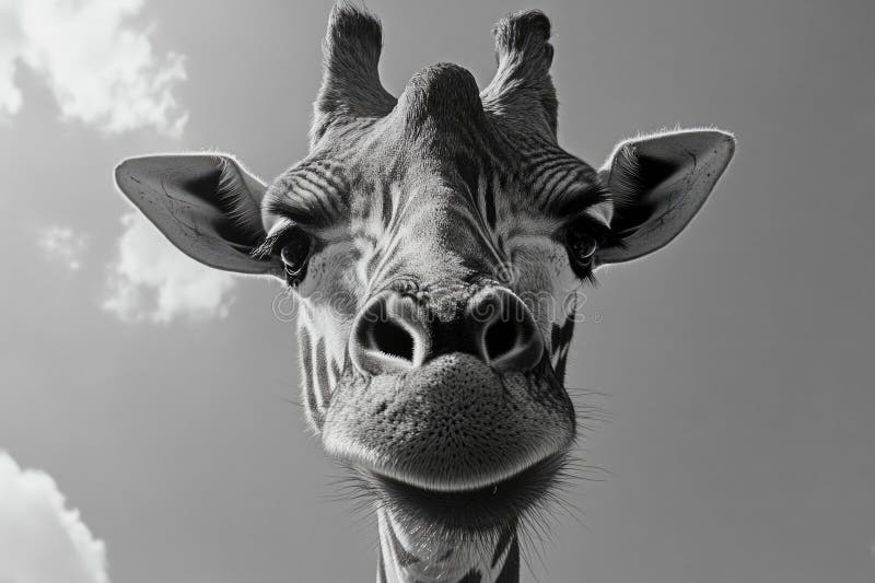 Black and White Giraffe stock photo. Image of contrast - 376506312