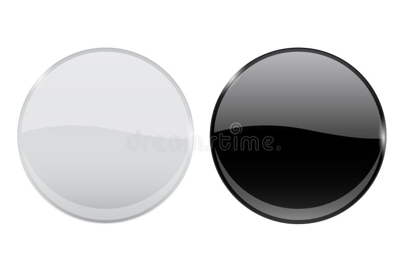 Black and White Glass Buttons with Metal Frame. Rectangle 3d Icons ... Black and White Glass Buttons with Metal Frame. Rectangle 3d Icons ...