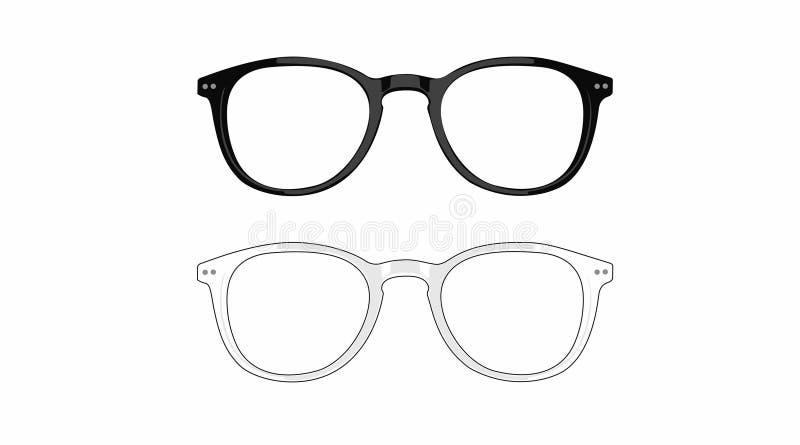 Black and White Glasses Frames. Vector Isolated Set of Different ...