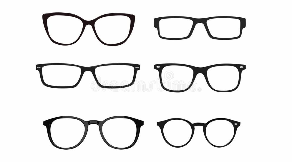 Black and White Glasses Frames. Vector Isolated Set of Glasses Frames ...