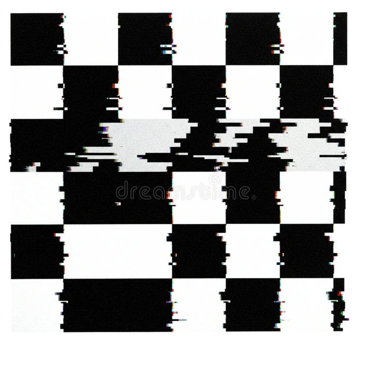 Black and White Glitch Pattern Featuring Square Grid Elements with ...