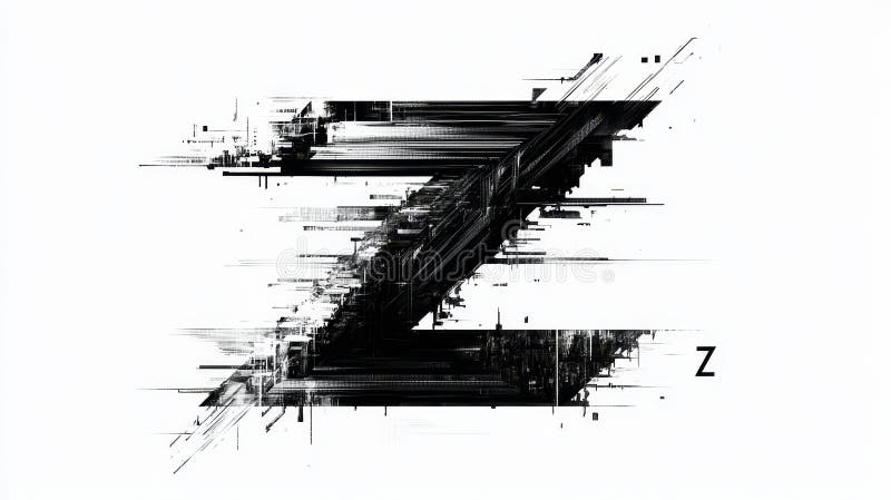 Black and White Glitchy Representation of the Letter Z, Showcasing a ...