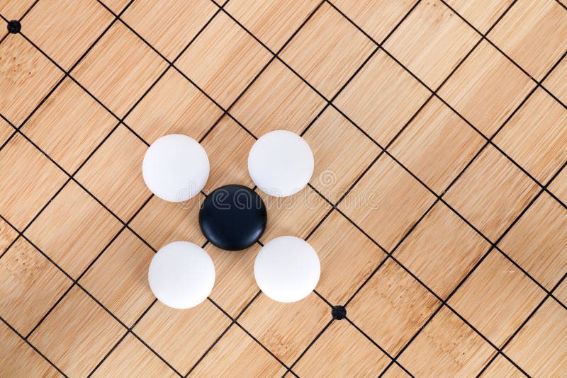 Black and White Go Pieces on the Chessboard Stock Image - Image of ...