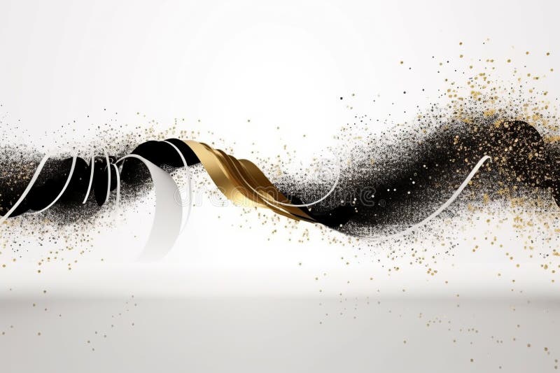 Black White Gold Abstract Wave Streamlined Shape Made with Generative ...