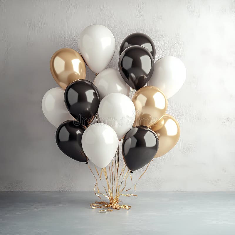 Black, White, and Gold Balloons. Inflatable Balloons Decoration ...