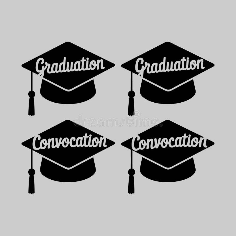 Black and White Graduation and Convocation Cap Silhouettes Stock ...