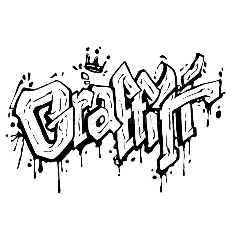 Black and White Graffiti Text in Graffiti Style Hand Drawing ...