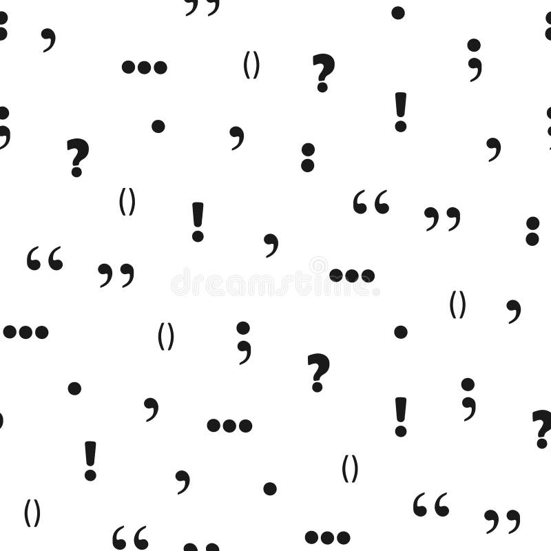 Black and White Graphic Seamless Pattern with Punctuation Marks Stock ...