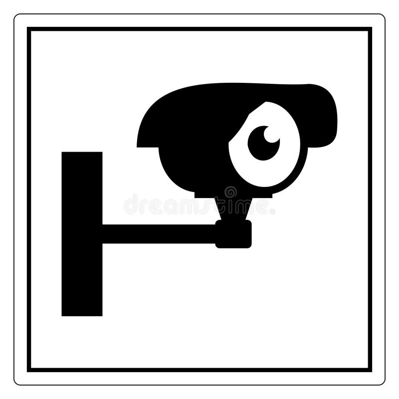 Black and White Graphic of Security Camera Symbol in a Square Frame for ...