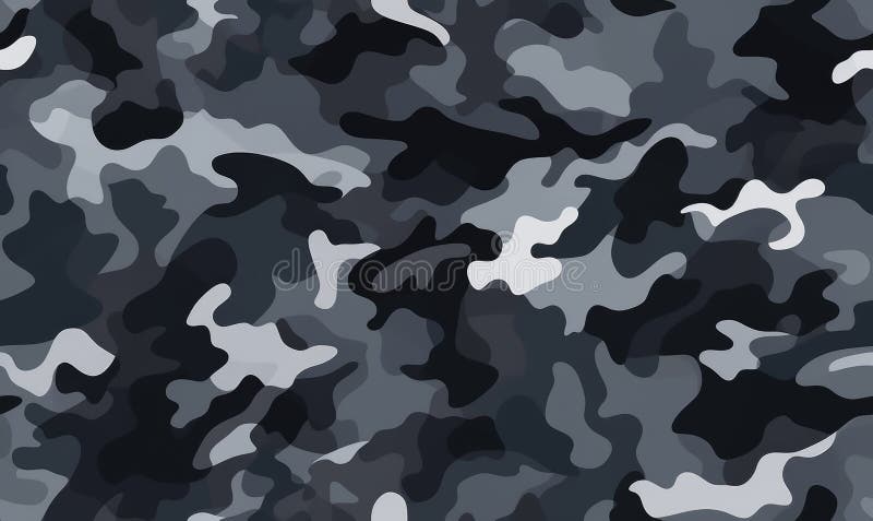 Black, White and Gray Camouflage Pattern, Seamless Vector Background ...