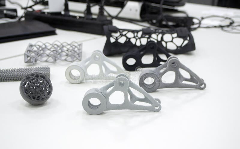 Black White Gray Models Printed on 3D Printer in Laboratory Office ...