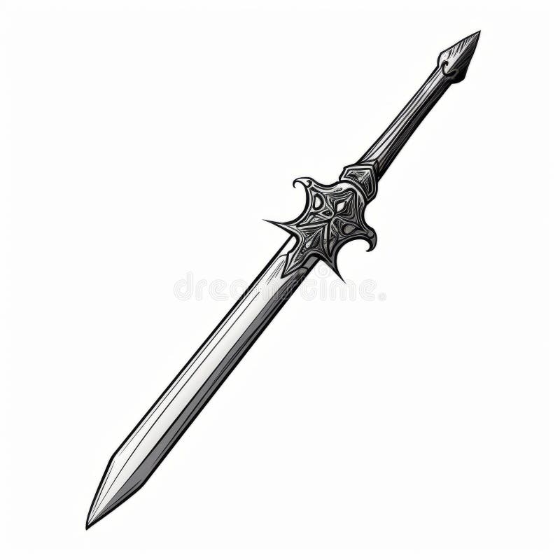 Medieval Dagger: Realistic Fantasy Blade Drawing with Strong Light and ...