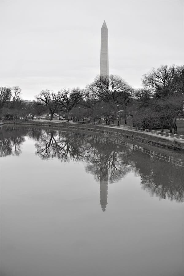 Washington Memorial Reflected in Winter Water Stock Image - Image of ...