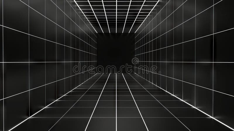Black and White Grid Stretching into the Distance, Perspective Stock ...
