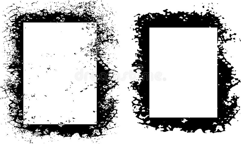 Black and White Grunge Photo Frame Collection, Two Rectangular Frames ...