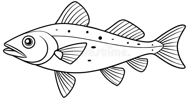 Black and White Haddock Fish Illustration Ideal for Marine Animal ...