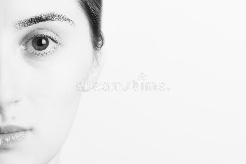 Black and White Half Portrait of Beautiful Girl Stock Photo - Image of ...